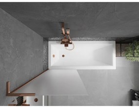 Mexen Next L, 1-křídlová vanová zástěna 70 x 150 cm, 6mm sklo námraza, růžové zlato profil, 895-070-000-03-30-60