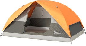 Outsunny stan pro 2-4 osoby - skládací stan s síťovým vchodem, kapsami, háčkem a voděodolnou taškou pro snadnou instalaci na kempování | Aosom