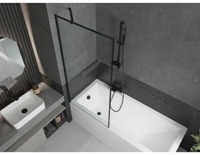 Mexen Next, vanová zástěna 1-křídlová 80 x 150 cm, fixní křídlo, 6 mm čiré sklo s černým vzorem, černý profil, 895-080-000-00-70-70