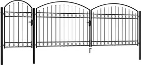 Zahradní plotová branka s obloukem ocelová 1,75 x 5 m černá 144371