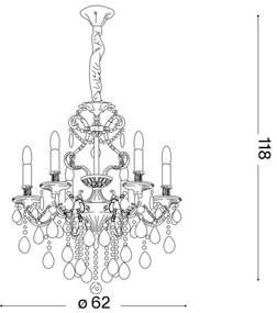 Ideal Lux - Křišťálový lustr na řetězu GIOCONDA 6xE14/40W/230V pr. 62 cm zlatá