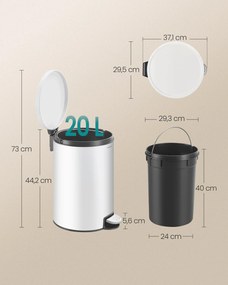 Odpadkový koš Jelis 20 L bílý
