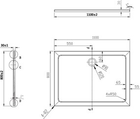 Olsen Spa Venets 110 x 80 x 3 cm VANKOBD8011 sprchová vanička
