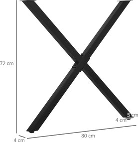 HOMCOM Stolové nohy 2 kusy ve tvaru X z oceli pro jídelní stůl psací stůl černý 72cm stabilní a moderní