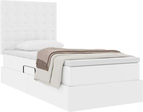 Postel s úložným prostorem Úplně bílá 90 x 190 cm Umělá kůže 3371646