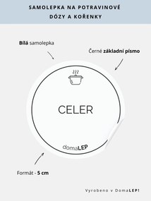 Samolepka na kořenky CELER bílá 5 cm základní písmo