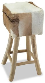 Barová stolička kozí kůže a masivní teak 244543
