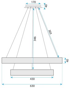 Toolight Toolight, LED závěsné osvětlení 63cm, 80W, G046-2CP, chromová, OSW-06314