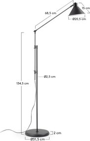 Černá stojací lampa s kovovým stínidlem (výška 220 cm) Dione – Kave Home