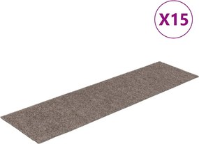 Schodové rohože samolepicí 15 ks 76 x 20 cm béžové obdélníkové 326933