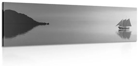 Obraz plachetnice v černobílém provedení - 135x45 cm