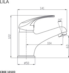 Mereo Mereo, Lila umyvadlová baterie stojánková vyšší s clic-clac CH03P, CBEE10104C