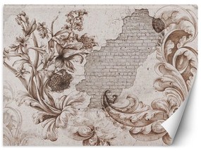 Gario Fototapeta Floristická freska na staré zdi Materiál: Vliesová, Rozměry: 200 x 140 cm