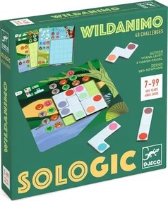 DJECO Kapesní hra Sologic - Wildanimo / Hlavolam / 40 karet / 7 dřevěn