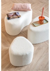 Bílý taburet z textilie bouclé Ada – Leitmotiv