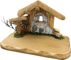 AMADEA Dřevěný betlém BEZ FIGUREK 28 cm, český výrobek