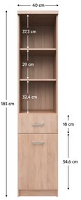 Regál otevřený 1D1S, dub sonoma, TOPTY TYP 33