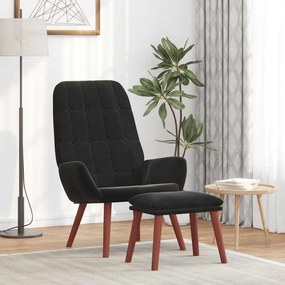 Relaxační křeslo s podnožkou černé samet 3315144
