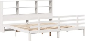 Postel s knihovnou bez matrace bílá 180x200 cm masivní borovice 3322764
