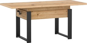 Rozkládací polohovací konferenční stolek HOGO 3v1 | 120-157x62,5-74,5x67 cm | síla horní desky 32 mm | dub artisan/černé nohy
