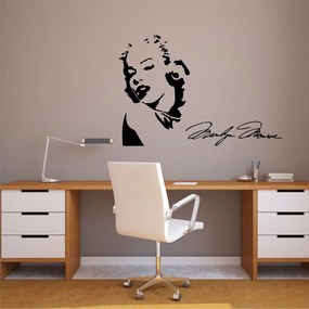 Samolepka na zeď - Marilyn Monroe s autogramem (95x65 cm) - PopyDesign
