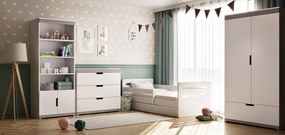 Benlemi Bílá postel pro děti TOMI s bočnicí Zvolte rozměr: 80x180 cm, Zvolte matraci: Pěnová matrace, Zvolte šuplík: Se šuplíkem