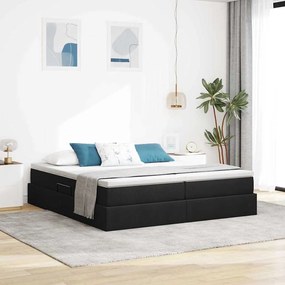 Postel s úložným prostorem a matrací Černá 200 x 200 cm 3370357