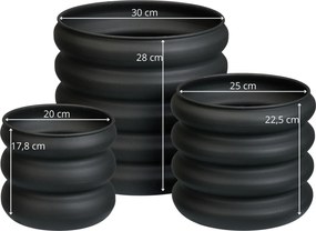 Sada 3 ks květináčů Cynk tmavě šedá