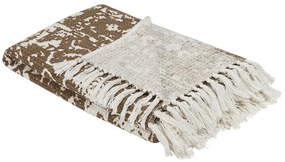 Bavlněná deka 130 x 180 cm hnědá/ béžová PAZARYERI Beliani