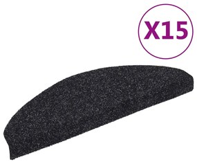 vidaXL Marketos Schodové rohože samolepicí 15 ks 65 x 21 x 4 cm černé, půlkulaté, velké