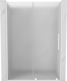 Mexen Velar, posuvné sprchové dveře do otvoru 150 cm, 8mm sklo námraza, bílá matná, 871-150-000-31-20