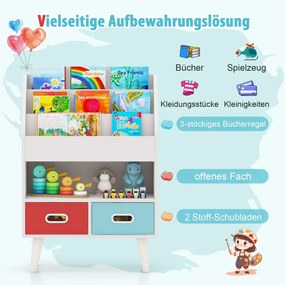 Costway Dětská knihovna dětská police se 3 policemi a otevřenou přihrádkou a 2