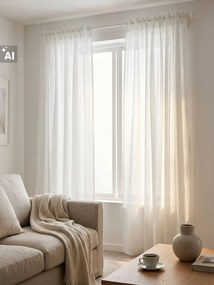 Sinsay - Poloprůhledná záclona na řasící pásce - bílá