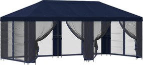 Zahradní altán se stěnami 6 x 3 m Modrá Polyester a ocel 3376025