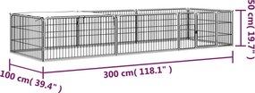 vidaXL 8panelová ohrádka pro psy černá 100 x 50 cm práškovaná ocel [3115976]