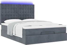 Osmanský rám postele s matracemi tmavě šedá 140x190cm samet 3314463