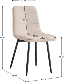 Jídelní židle, béžová Velvet látka/kov, DAMIA TYP 1