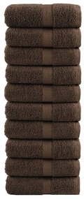 Prémiové ručníky pro hosty SOLUND 10 ks hnědé 30x50 cm 600 g/m² 137232