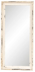Vintage nástěnné zrcadlo v bílém rámu s patinou - 24*4*57 cm