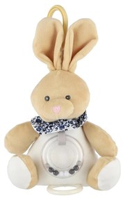 Teddies Zajíc plyš 18cm závěs na postýlku/kočárek nat. hrací strojek béžový na kartě v sáčku 0+