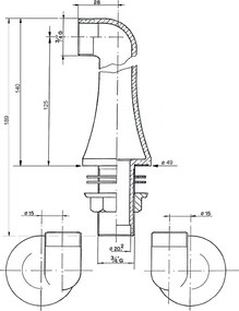 Reitano Rubinetteria, ANTEA připojení pe instalaci vanové baterie na okraj vany (pár), bronz, 9856