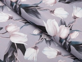 Biante Dekorační obdélníkový ubrus PML-034 Bílé tulipány na šedém 100x140 cm