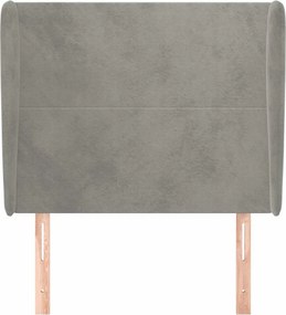 Čelo postele typu ušák světle šedé 93 x 23 x 118/128 cm samet 3117712