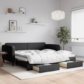 Válenda s přistýlkou a zásuvkami černá 100 x 200 cm textil 3196859