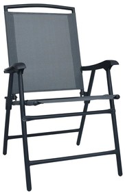 vidaXL Skládací zahradní židle 2 ks textilen šedé