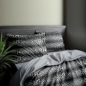 Ervi bavlněné povlečení oboustranné - Leopard šedý/světle šedé