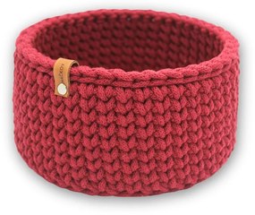 Háčkov Kulatý háčkovaný košík - Original Barva: Pastel pink, Průměr dřevěného dna: L - 25 cm