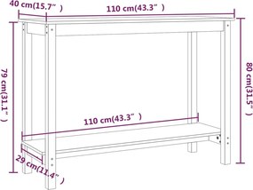 vidaXL Konzolový stolek 110x40x80 cm masivní borové dřevo [822286] Barva: Bílá