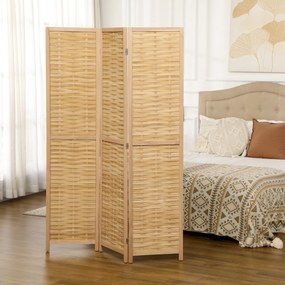 HOMCOM Paraván do pokoje 3-dílný skládací paraván z bambusu 120x170cm do obývacího pokoje nebo ložnice v přírodě