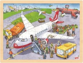 GOKI Dřevěné puzzle Na letišti / 96 dílků / od 3 let